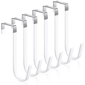 6 pack over the door hooks, sturdy metal single over door hooks, white door hanger hook door hooks for hanging, towels, clothes, bathroom, hold up to 7lbs