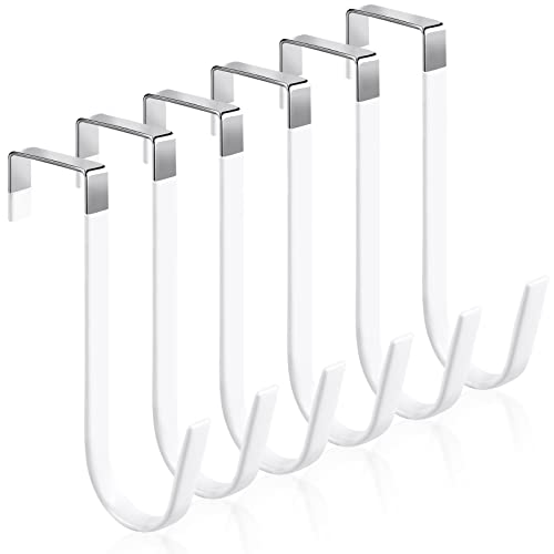 6 Pack Over The Door Hooks, Sturdy Metal Single Over Door Hooks, White Door Hanger Hook Door Hooks for Hanging, Towels, Clothes, Bathroom, Hold Up to 7Lbs