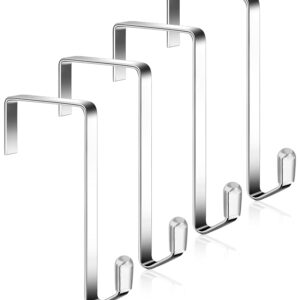 MISSLO 4 Pack Metal Over The Door Hook for Hanging Towels Rack Heavy Duty Door Hanger Organizer for Hang Clothes Coats in Bathroom Bedroom