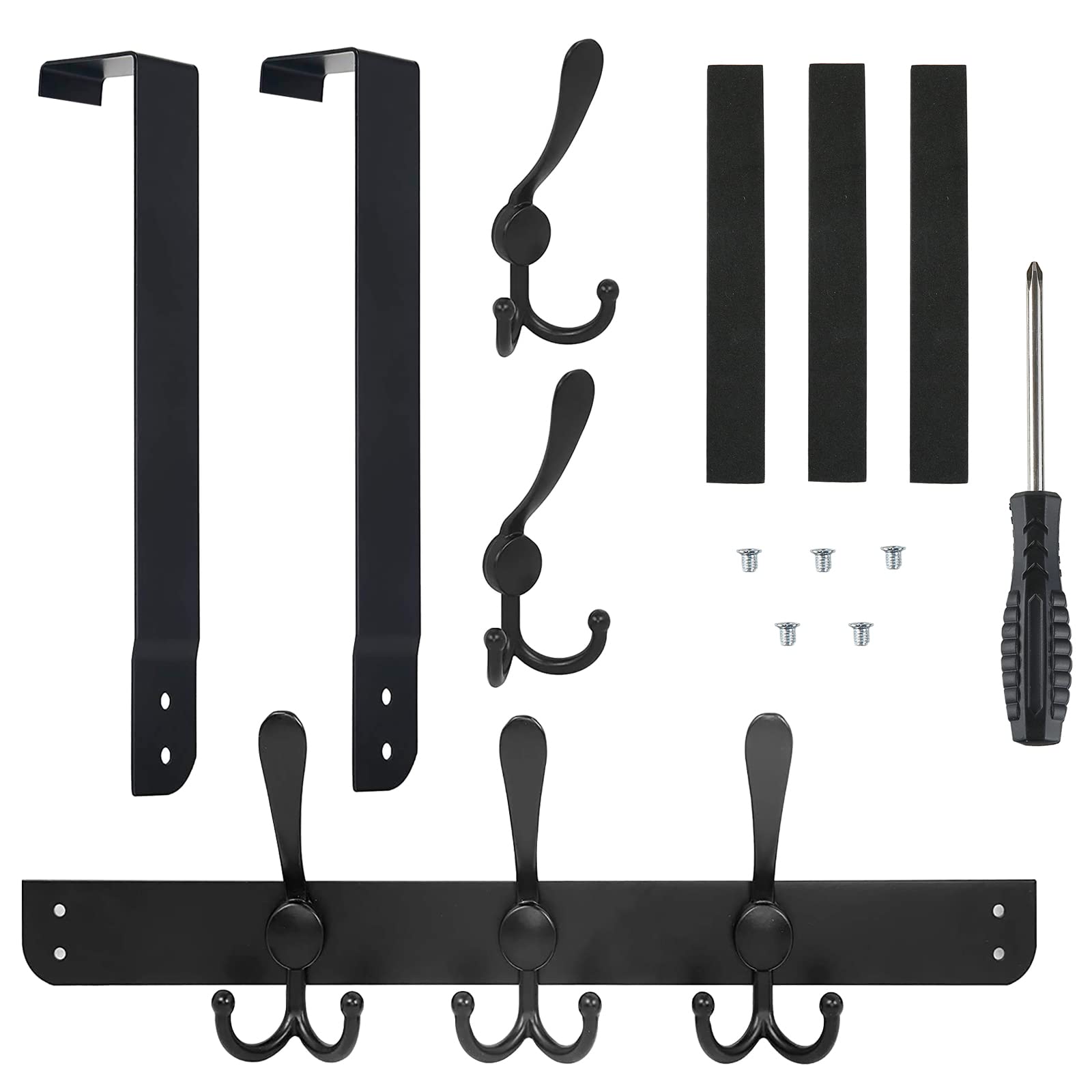 Vaeheyk Over The Door Hooks,Over The Door Towel Rack,Coat Rack for Hanging Clothes Hat Towels,Door Hanger-5 Hooks(Black 1pcs)