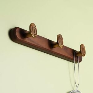 FEELIN Coat Hanger Wall Mount New Chinese Style Wooden Clothes Hook Door Porch Clothes Hook Living Room Wall Row Hook Hanger Coat Rack Wall Mounted Coat Rack (Size : Medium)