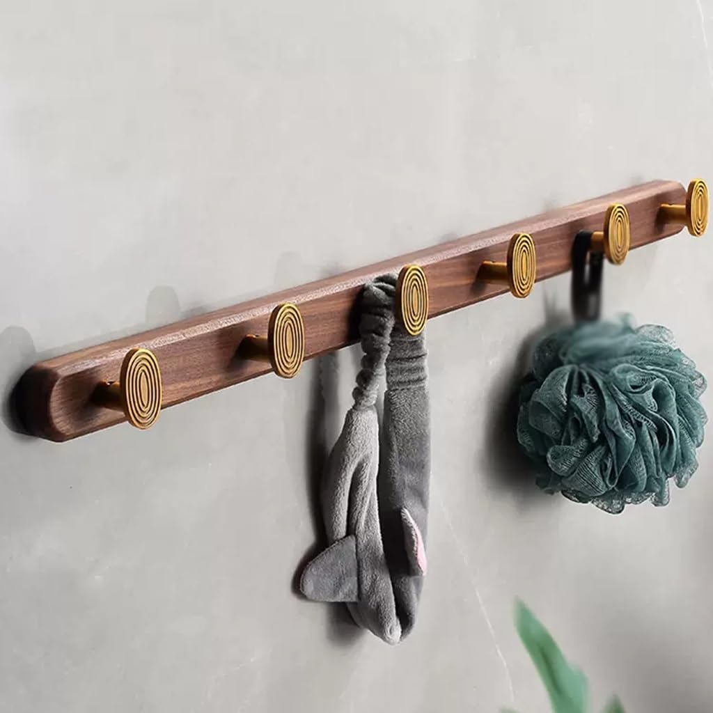 FEELIN Coat Hanger Wall Mount New Chinese Style Wooden Clothes Hook Door Porch Clothes Hook Living Room Wall Row Hook Hanger Coat Rack Wall Mounted Coat Rack (Size : Medium)