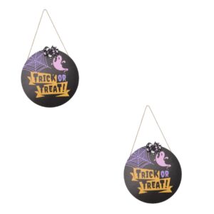 aboofan 2pcs holiday decorations hanging tags wooden hangers wood coat hangers wooden clothes hanger porch wooden hanging sign halloween welcome door hanger garland hangers for front door