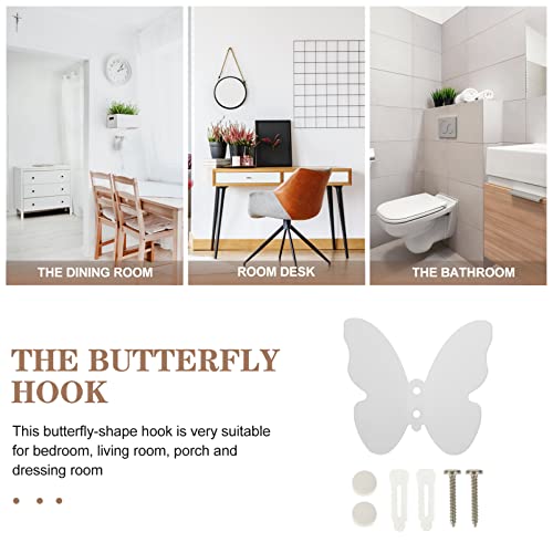 MAJHER 1set Handbag Umbrella Free Fashion Butterfly-Shape Hooks Punch Clothes Copper Hallway Mounted Screws Bedrooms Decor Towel for Hanging Entryway Door Hook Butterfly-Design Coat Hanger Hangers