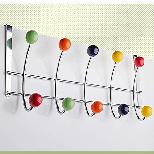 LVTFCO Coat Hangers Coat Hooks Wall Mounted Wall-Mounted Coat Rack 10 Colorful Bead Hooks Coat Hooks Door Hanger Free Punching Wall Hanging Clothes Storage Hook Wall Mounted Modern Coat Rack