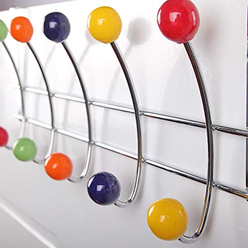 LVTFCO Coat Hangers Coat Hooks Wall Mounted Wall-Mounted Coat Rack 10 Colorful Bead Hooks Coat Hooks Door Hanger Free Punching Wall Hanging Clothes Storage Hook Wall Mounted Modern Coat Rack