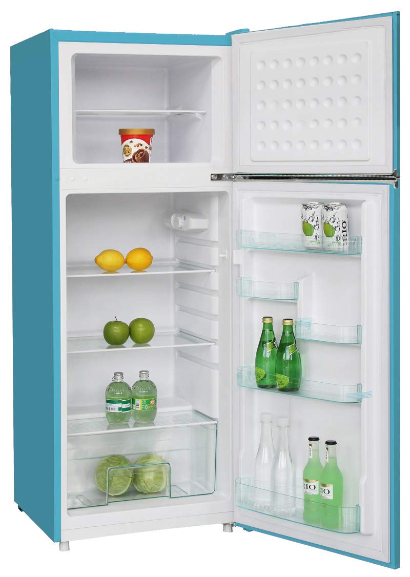 RCA RFR786-BLUE 2 Door Apartment Size Refrigerator with Freezer, 7.5 cu. ft, Retro Blue