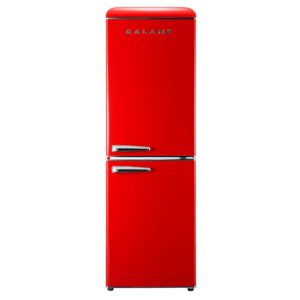 galanz glr74brdr12 retro refrigerator with bottom mount freezer frost free, dual door fridge, adjustable electrical thermostat control, 7.4 cu ft, red