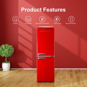 Galanz GLR74BRDR12 Retro Refrigerator with Bottom Mount Freezer Frost Free, Dual Door Fridge, Adjustable Electrical Thermostat Control, 7.4 Cu Ft, Red