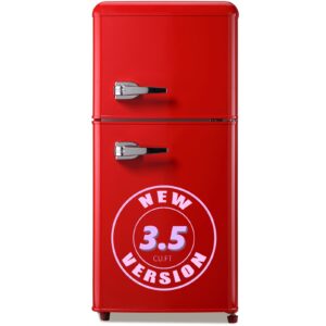 axutl retro mini fridge refrigerator with freezer bedroom dorm red 3.5 cu.ft compact small for rv apartment 2-door design