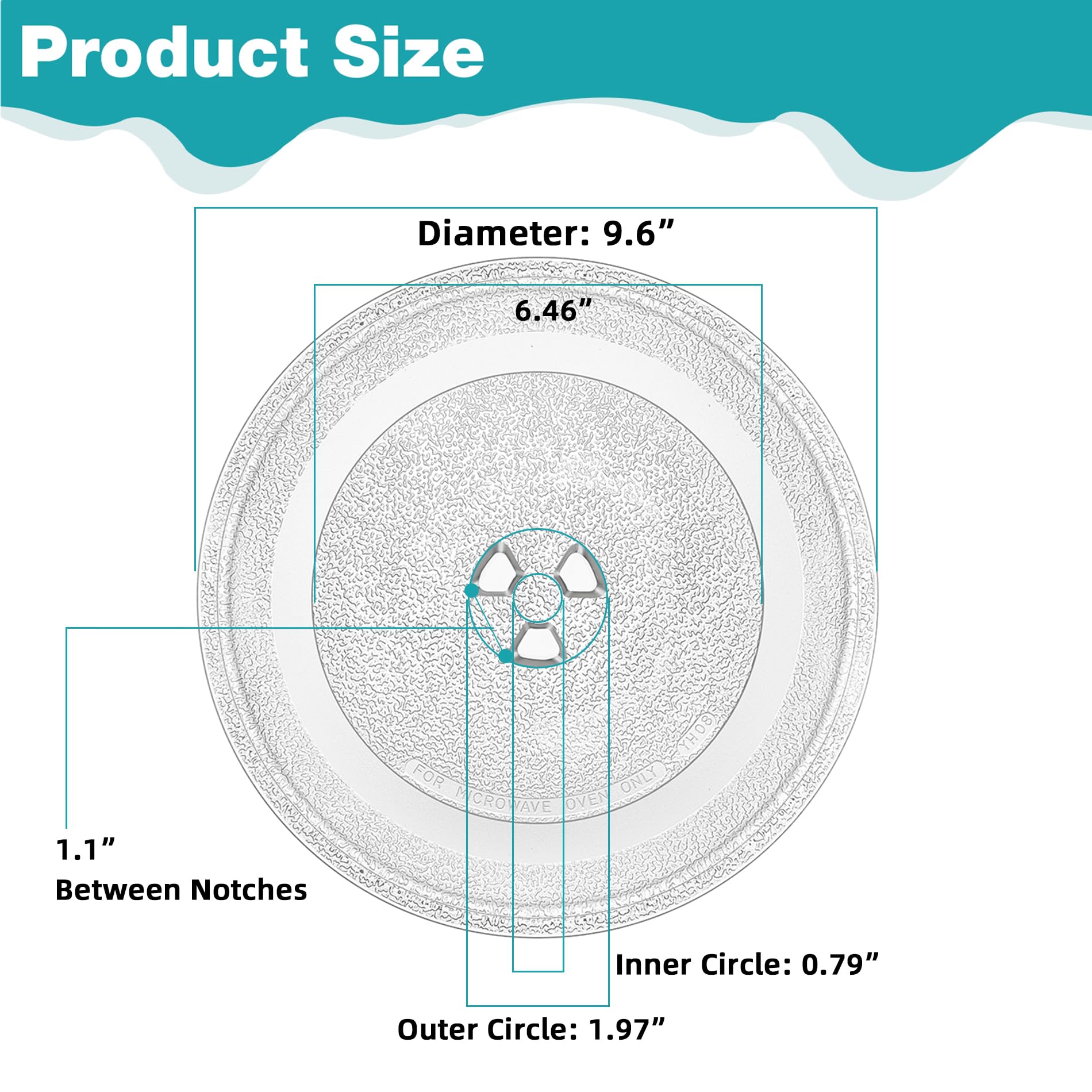 Gemroom 9.6" Small Microwave Glass Plate Replacement Universal Fit Farberware Galanz 245mm Microwave Turntable Tray, Also For 0.7 Cu.FT Retro Microwaves