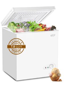 krib bling 7.0 cu.ft chest freezer compact mini deep freezer with top open door 7 gears temperature control with removable storage basket white