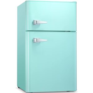 antarctic star mini fridge 3.1cu.ft compact refrigerator 2-doors freezer low noise defrost storage of beverages vegetables fruits kitchen living room office dormitory green