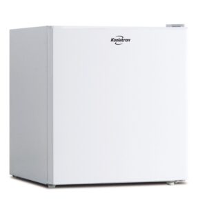 koolatron 1.7 cu ft compact fridge with freezer, white, compressor mini fridge, reversible door, flat back, removable shelf, for snacks, frozen meals, beverages, beer, college dorm, office, rec room