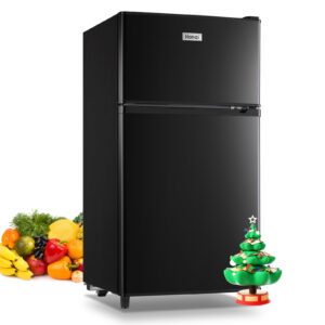 wanai compact refrigerator 3.5 cu.ft, 2 door design,adjustable thermostat, adjustable removable shelves refrigerator suitable for dorm garage and office.