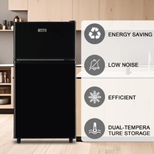 WANAI Compact Refrigerator 3.5 Cu.Ft, 2 Door Design,Adjustable Thermostat, Adjustable Removable Shelves Refrigerator Suitable for Dorm Garage and Office.