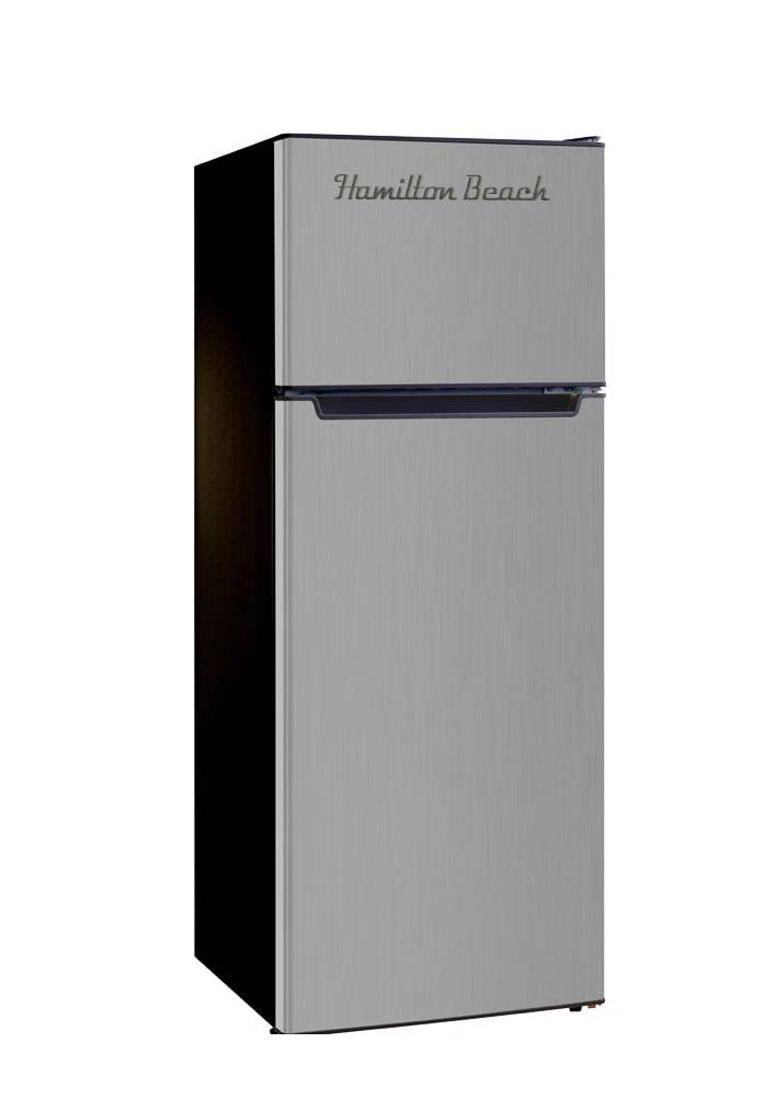 Hamilton Beach HBFR7500, 2 Door Apartment Size Retro Refrigerator with Top Freezer, 7.5 cu ft, Stainless