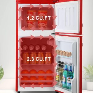 HOPDAY FLS-80G-RED Retro Compact Refrigerator, Red