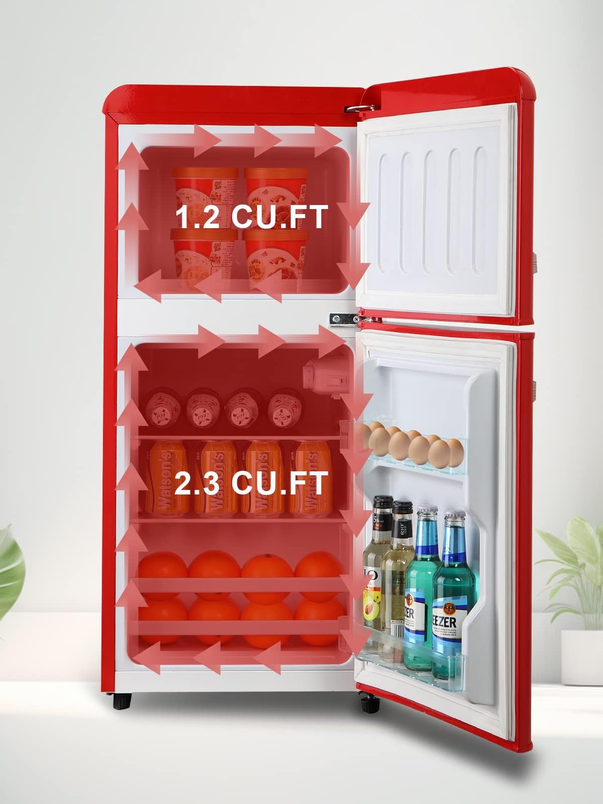 HOPDAY FLS-80G-RED Retro Compact Refrigerator, Red