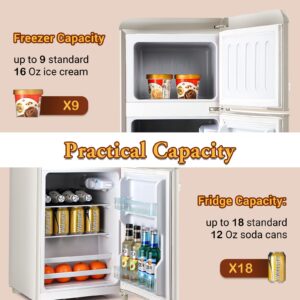 HOPDAY FLS-80G-cream Retro Compact Refrigerator, Cream