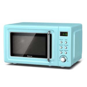 moccha compact retro microwave oven, 0.7cu.ft, 700-watt countertop microwave ovens w/5 micro power, delayed start function, led display, child lock (green)