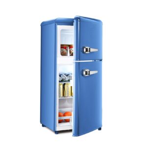 hopday fls-80g-blue retro compact refrigerator, blue