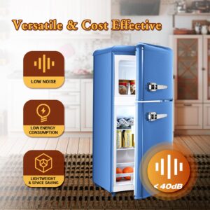 HOPDAY FLS-80G-BLUE Retro Compact Refrigerator, Blue