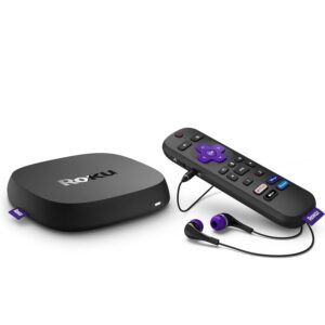 roku ultra 2022 4k/hdr streaming device and roku voice remote pro with rechargeable battery, hands-free voice controls, lost remote finder, and private listening (renewed)