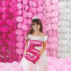 205Ft Hot Pink Party Decorations Big Polka Dots Backdrop Garland Rose Pink Circle Dots Tissue Paper Hanging Curtain Streamer for Bachelorette Birthday Bridal Shower Wedding Engagement Party Supplies