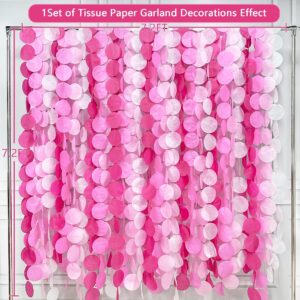 205Ft Hot Pink Party Decorations Big Polka Dots Backdrop Garland Rose Pink Circle Dots Tissue Paper Hanging Curtain Streamer for Bachelorette Birthday Bridal Shower Wedding Engagement Party Supplies