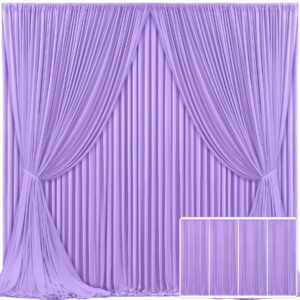 4 panels lavender backdrop curtain for parties wedding wrinkle free light purple photo curtains backdrop drapes fabric decoration for baby shower photoshoot 20ft(w) x 10ft(h)