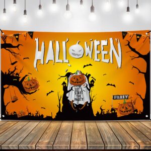 katchon, happy halloween backdrops for photography - xtralarge, 72x44 inch | orange halloween banners for wall | halloween pumpkin backdrop for halloween party decor | halloween backdrops for parties