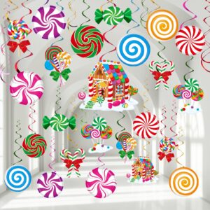 namalu 54 pcs candy hanging swirls decorations candy themed party decorations candy cane hanging ceiling swirl colorful lollipop swirl ornaments for baby shower birthday party supplies home decor