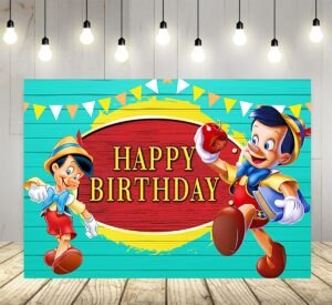 pinocchio backdrop for birthday party supplies wood photo backgrounds pinocchio birthday theme baby shower banner 59x38in