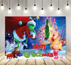 snowing backdrop for xmas party supplies 5x3ft santa claus grinch photo background merry christmas photography backdrop grinchmas banner