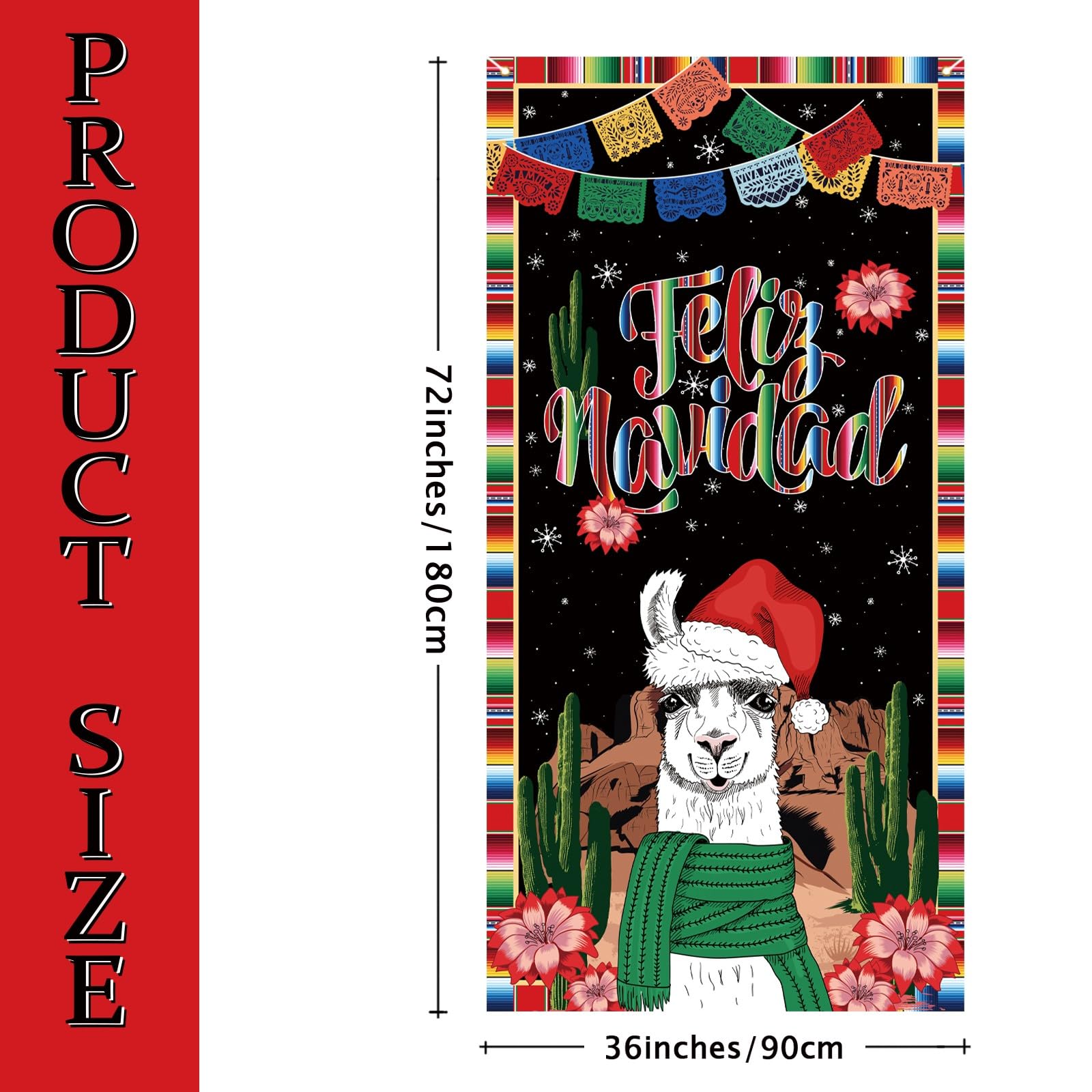 Feliz Navidad Door Cover Feliz Navidad Photo Backdrop Camino De Mesa Navideño Mexican Christmas Xmas Holiday Winter Decorations and Supplies for Home Party