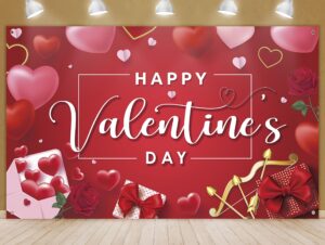 valentine's day party backdrop - beautiful romantic blossom love heart theme studio background banner decorations photography supplies - happy valentine's day photo booth backdrops - 70.8 x 43.3 inch