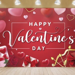 Valentine's Day Party Backdrop - Beautiful Romantic Blossom Love Heart Theme Studio Background Banner Decorations Photography Supplies - Happy Valentine's Day Photo Booth Backdrops - 70.8 x 43.3 Inch