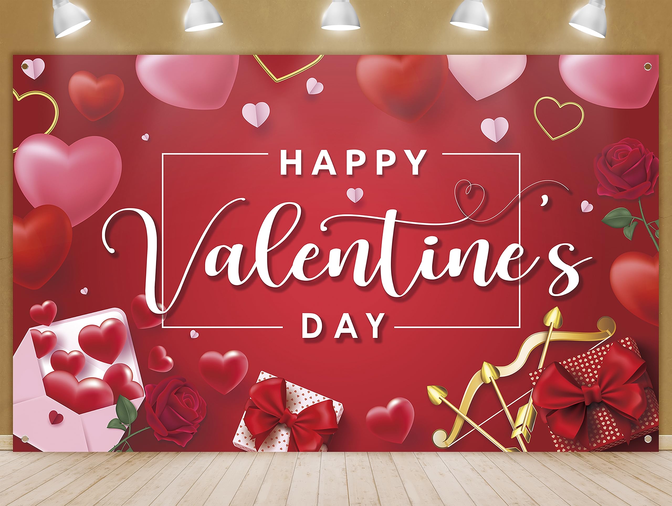 Valentine's Day Party Backdrop - Beautiful Romantic Blossom Love Heart Theme Studio Background Banner Decorations Photography Supplies - Happy Valentine's Day Photo Booth Backdrops - 70.8 x 43.3 Inch