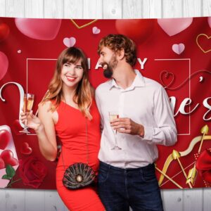 Valentine's Day Party Backdrop - Beautiful Romantic Blossom Love Heart Theme Studio Background Banner Decorations Photography Supplies - Happy Valentine's Day Photo Booth Backdrops - 70.8 x 43.3 Inch