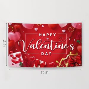 Valentine's Day Party Backdrop - Beautiful Romantic Blossom Love Heart Theme Studio Background Banner Decorations Photography Supplies - Happy Valentine's Day Photo Booth Backdrops - 70.8 x 43.3 Inch