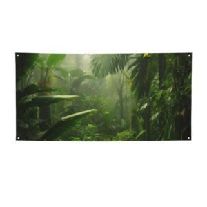 tropical rainforest printed banners personalized party banner photo text background banner wall banner for halloween party home decorations or backdrops