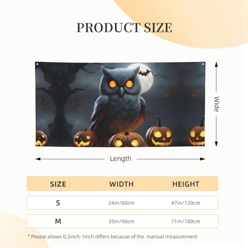 Banners and Signs for Outdoor 35x71 Backdrop for Birthday Party Business Graduation Wedding Event,Halloween Owl Ghost Pumpkin