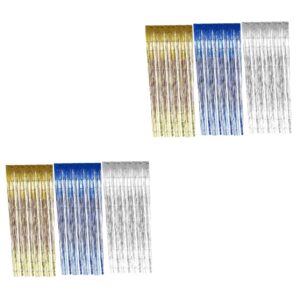 abaodam 6 pcs rain curtain background wall metallic fringe curtains metallic tinsel backdrop gold accent decor gold streamers fringe curtains party decorations plastic props aluminum foil