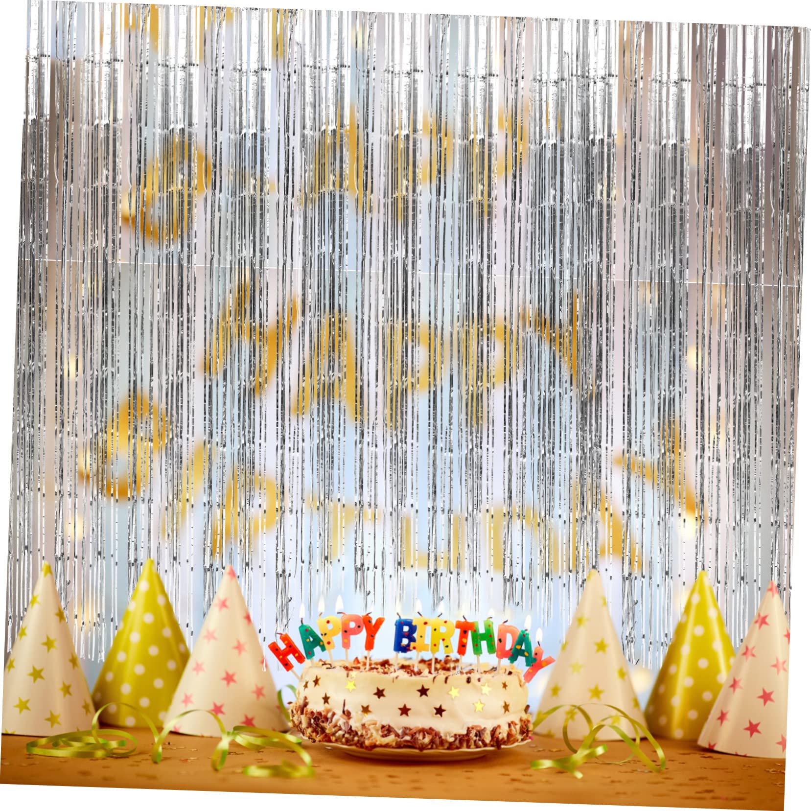 Abaodam 6 Pcs Rain Curtain Background Wall Metallic Fringe Curtains Metallic Tinsel Backdrop Gold Accent Decor Gold Streamers Fringe Curtains Party Decorations Plastic Props Aluminum Foil