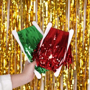 2 Pack 3.2ft x 8.2ft Foil Fringe Curtain Backdrop Metallic Tinsel Foil Fringe Curtains Party Decorations Rose Red Tinsel Streamer Backdrop Photo Booth Props for Graduation Baby Shower Wedding