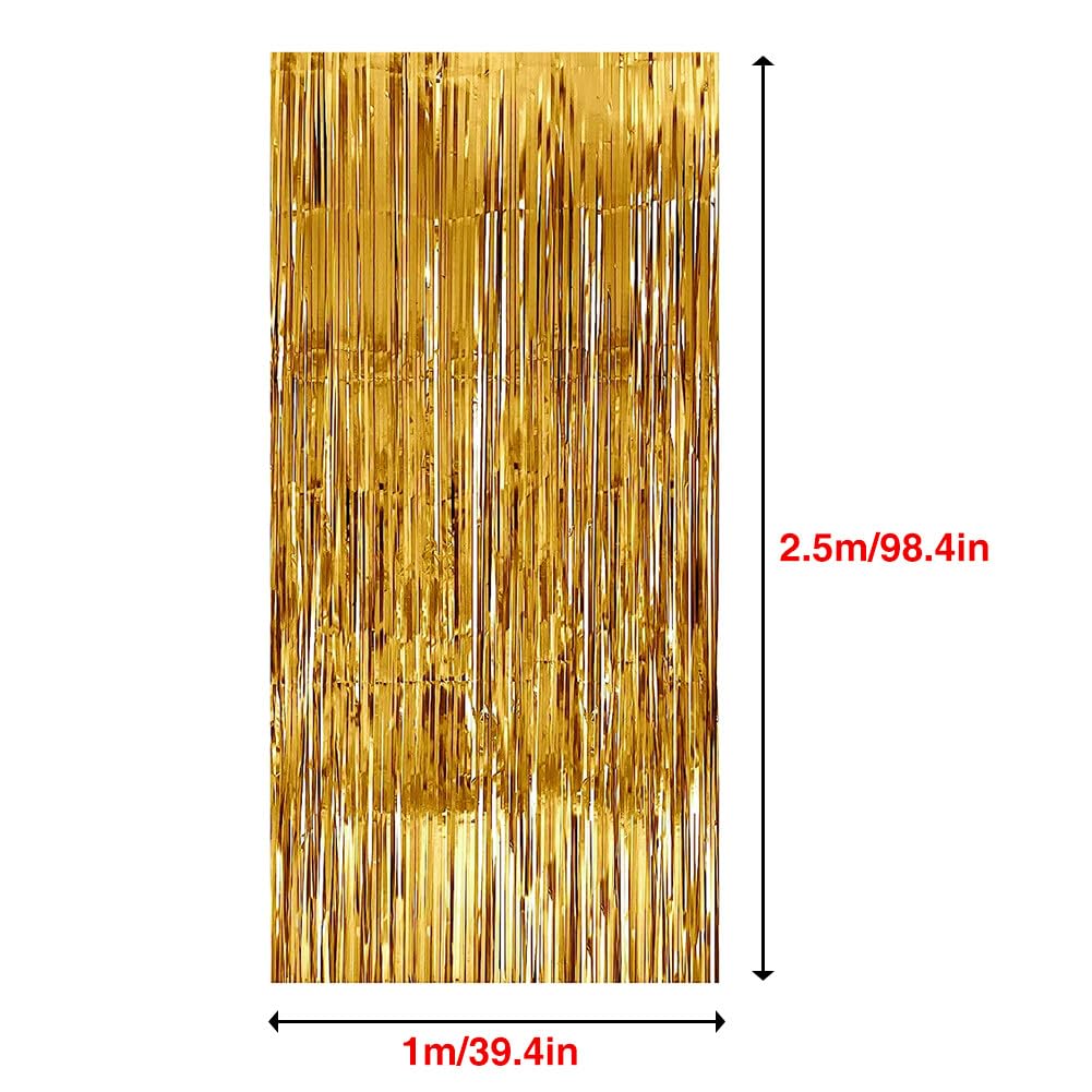 2 Pack 3.2ft x 8.2ft Foil Fringe Curtain Backdrop Metallic Tinsel Foil Fringe Curtains Party Decorations Rose Red Tinsel Streamer Backdrop Photo Booth Props for Graduation Baby Shower Wedding