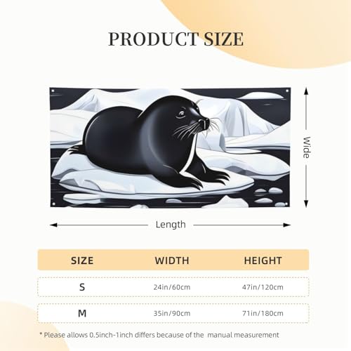 Seals on ice Printed Banners Personalized Party Banner Photo Text Background Banner Wall Banner for Halloween Party Home Decorations or Backdrops