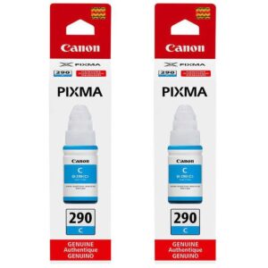 canon gi-290 70ml cyan ink bottle for megatank printers, 2-pack