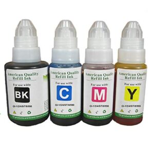 vivid colors refill ink use with mega tank gi 190 290 gi890 gi990 gi590 gi-290 4 pack